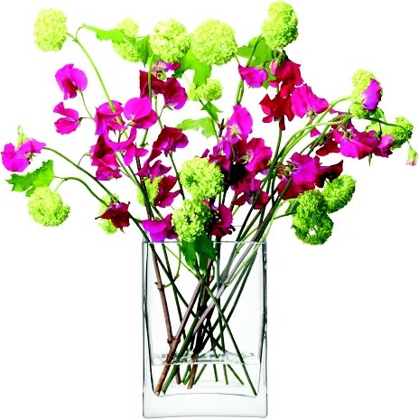LSA Flower obdelníková skleněná váza 22cm čirá, Handmade