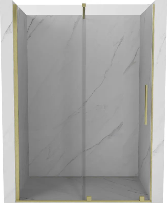 Mexen Velar, posuvné dveře do otvoru 140x200 cm, 8mm čiré sklo, zlatá matná, 871-140-000-01-55