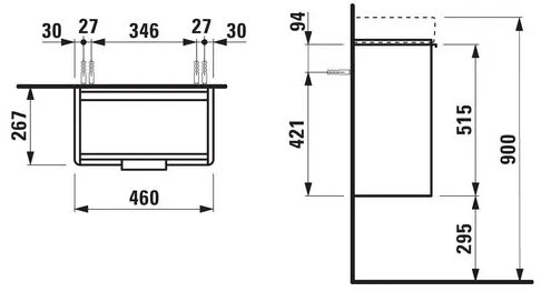 Laufen Base Pro S Skříňka s umyvadlem 48 bílá lesk pravá