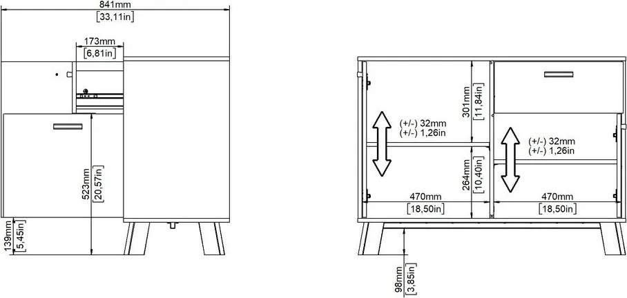 Bílá/v přírodní barvě komoda v dekoru dubu 99x73x39 cm Ikast – Tvilum