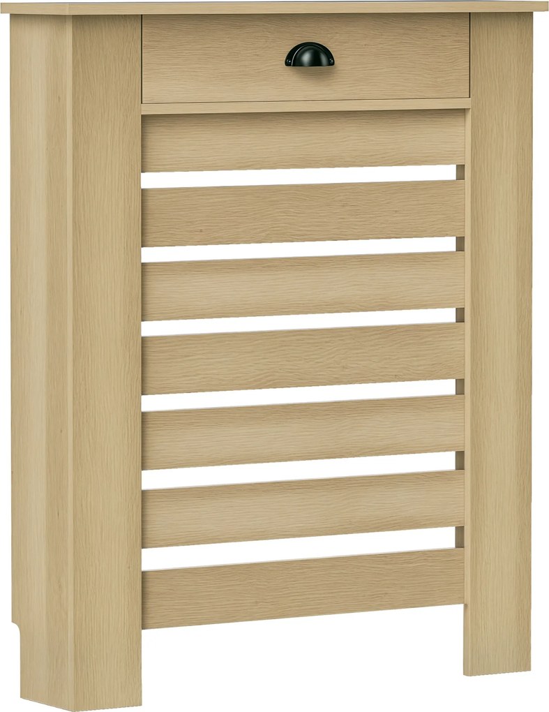 HOMCOM Kryt Radiátoru s Šuplíkem MDF Kryt Radiátoru do Obývacího Pokoje, Ložnice, Chodby 78x19x95,5 cm Dub