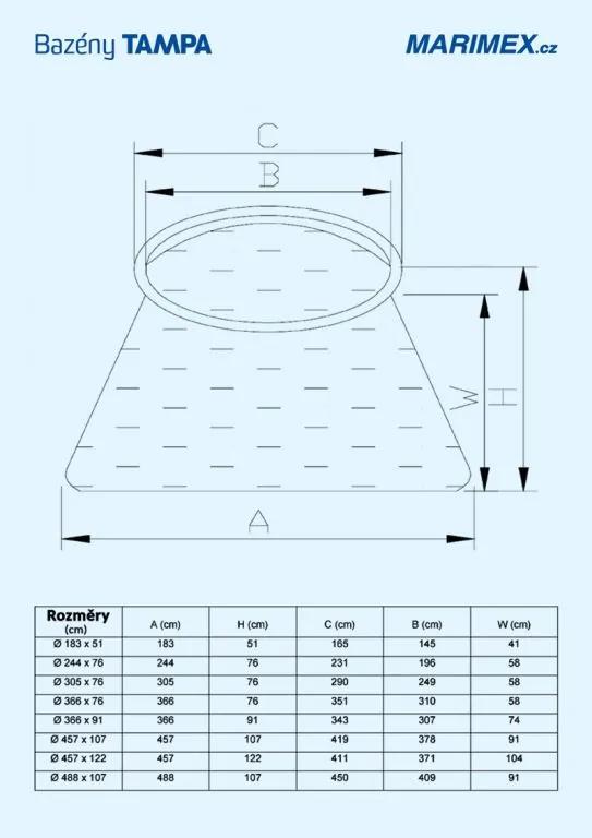 MARIMEX kruhový bazén TAMPA 4,57 x 1,22 m s kartušovou filtrací a příslušenstvím