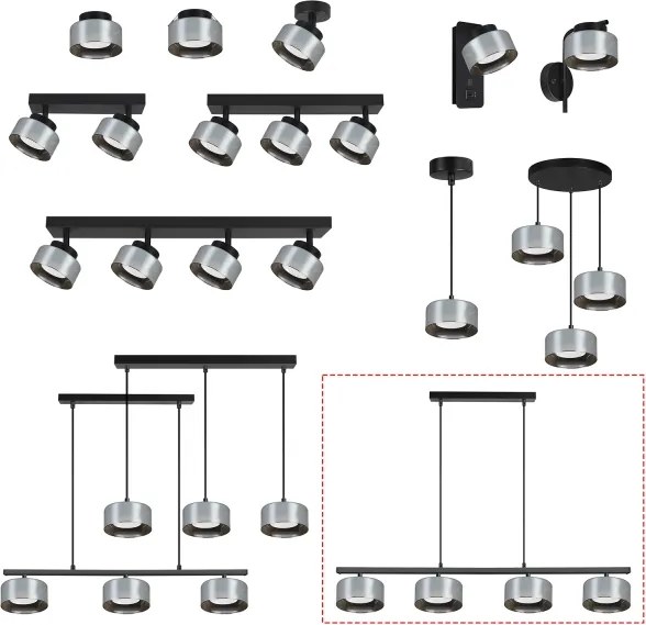 Brilagi - LED Lustr na lanku AURA LUX 4xGX53/30W/230V černá/kouřová