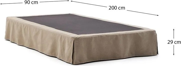 Taupe čalouněná jednolůžková postel bez čela 90x200 cm Jaira – Kave Home