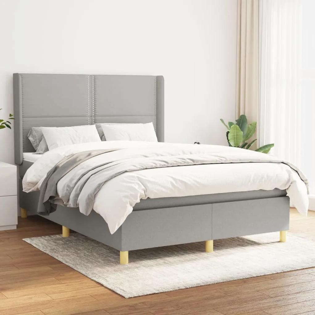 Box spring postel s matrací světle šedá 140 x 190 cm textil,  3131905