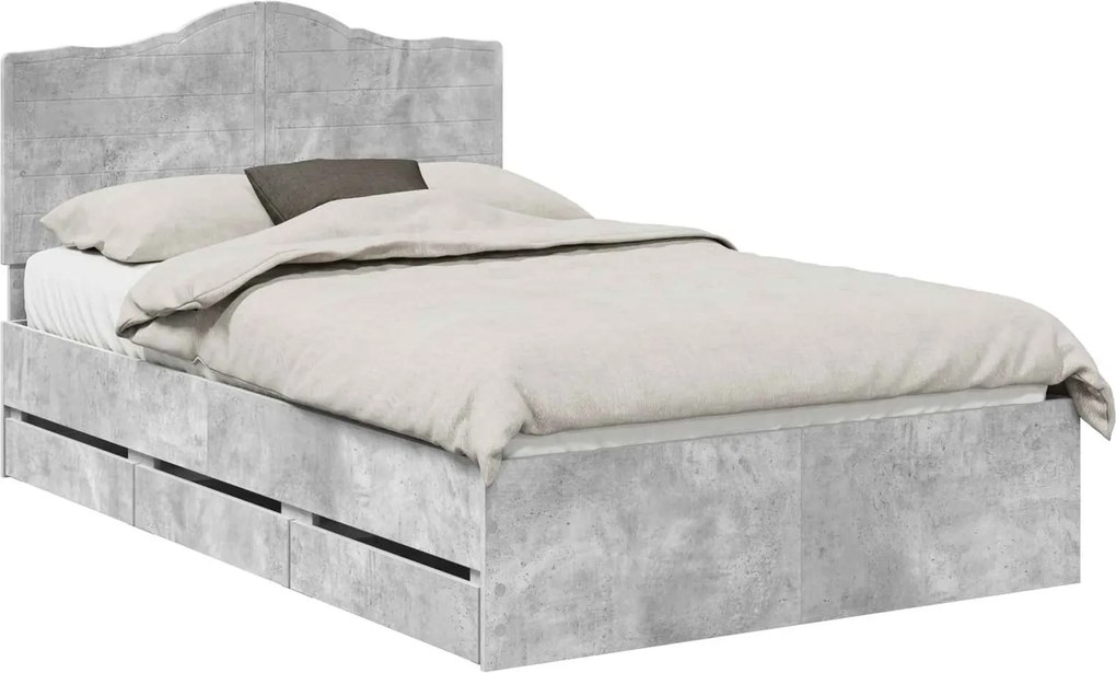 Rám postele s čelo Betonově Šedá 135 x 190 cm Inženýrské dřevo 3413425