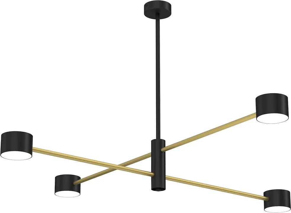 Stropní svítidlo Cross, 4x černé kovové stínítko, b/g, x