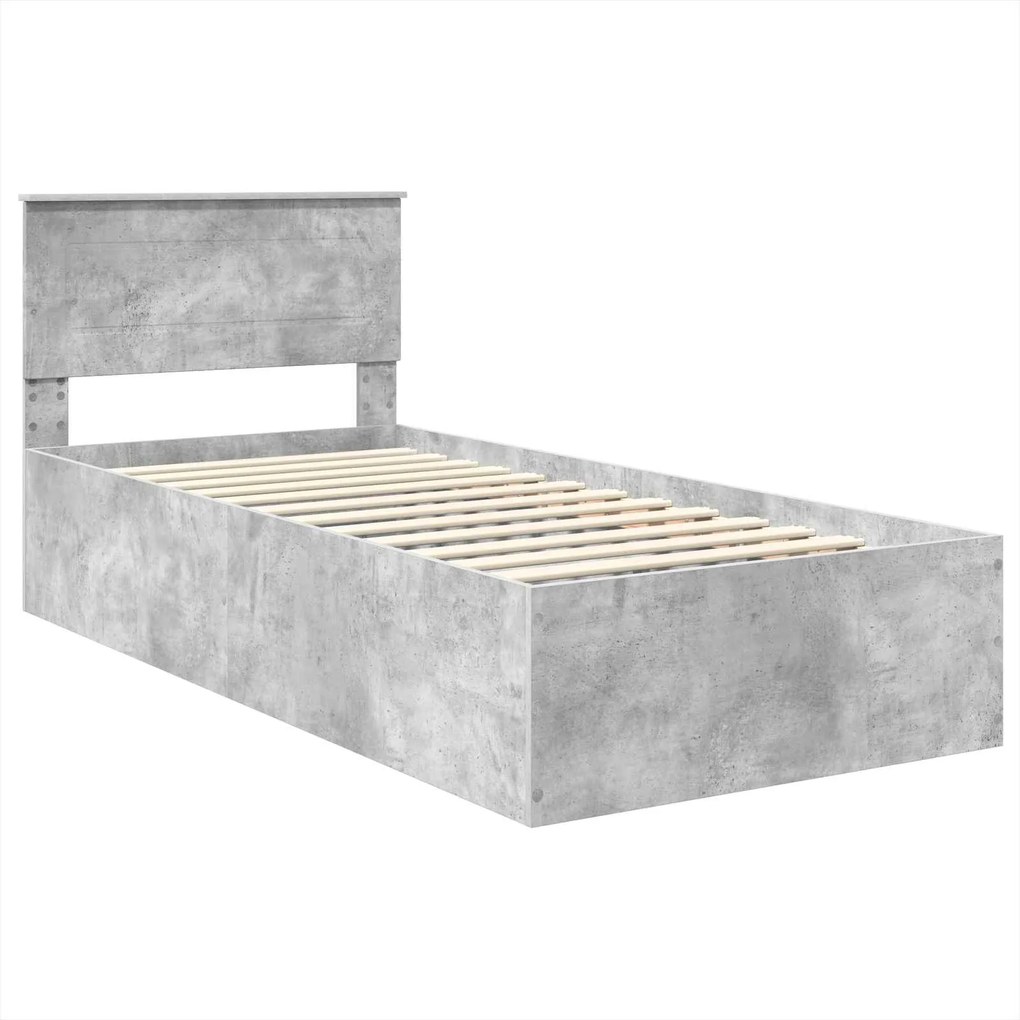 Rám postele s čelo Betonově šedá 100 x 200 cm Kompozitní dřevo 3408700