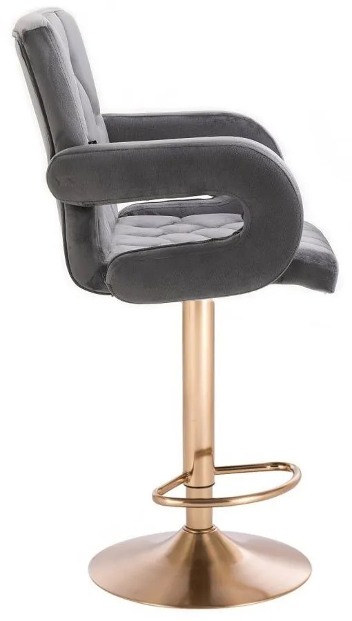 LuxuryForm DESIGN Barová židle BOSTON VELUR na zlaté kulaté podstavě - šedá