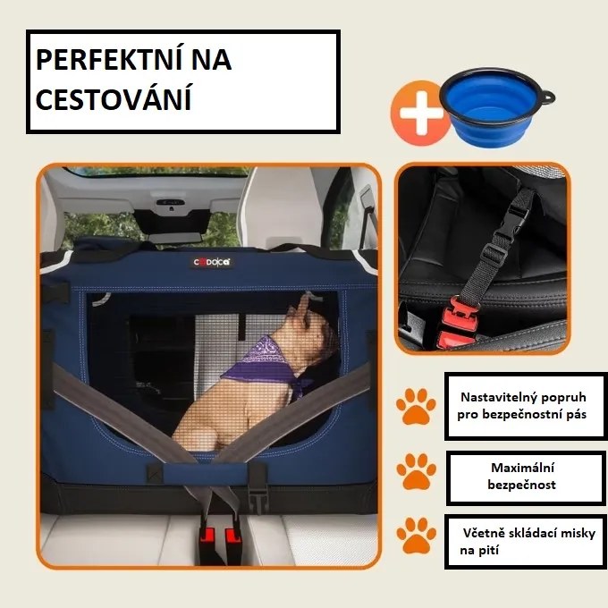 Cadoca Skládací cestovní box pro psy L, modrý 109436