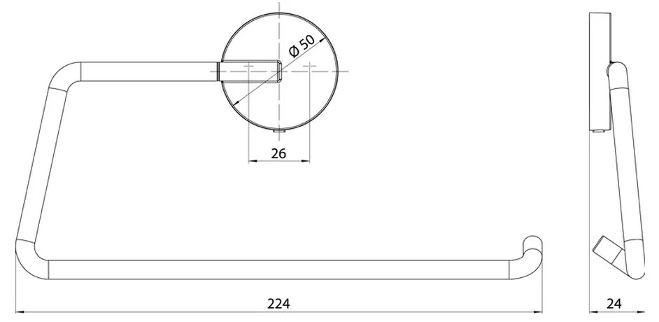 Emco Round - Držák pro ručník, montáž pomocí lepení nebo vrtání, černá 435513300