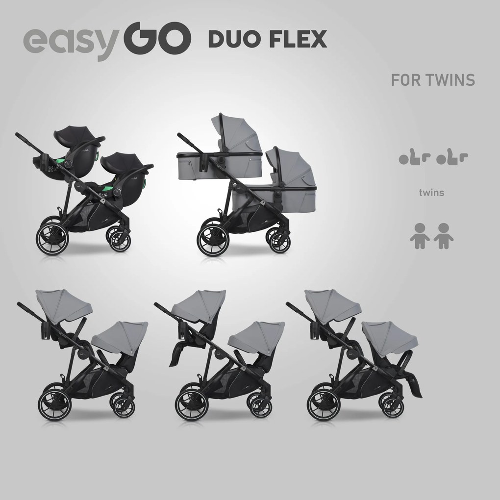 Sportovní vanička do kočárku EasyGo Duoflex Cloudy Gray