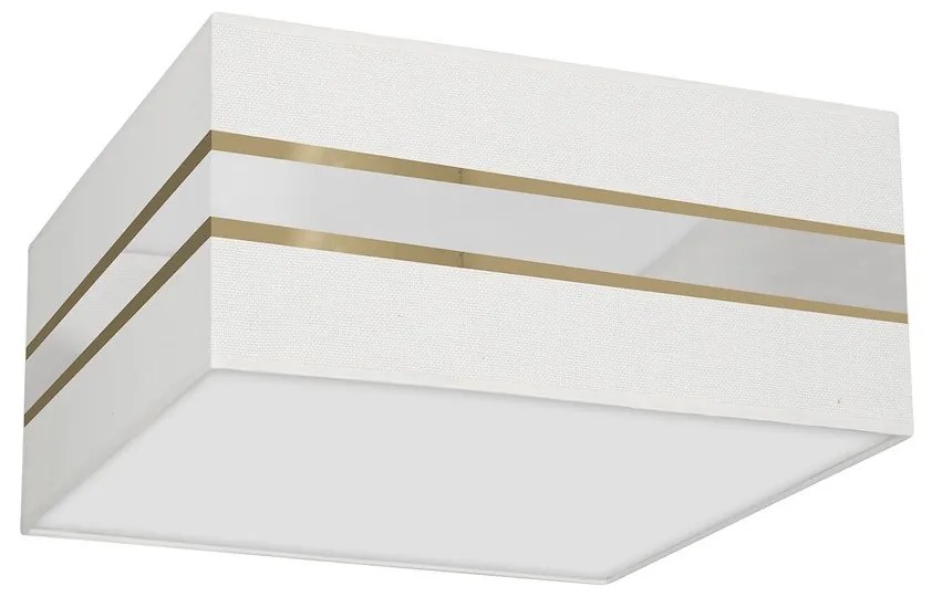 Stropní svítidlo Ultimo Square, 1x bílé/zlaté textilní stínítko, (bílé plexisklo), (40 cm)