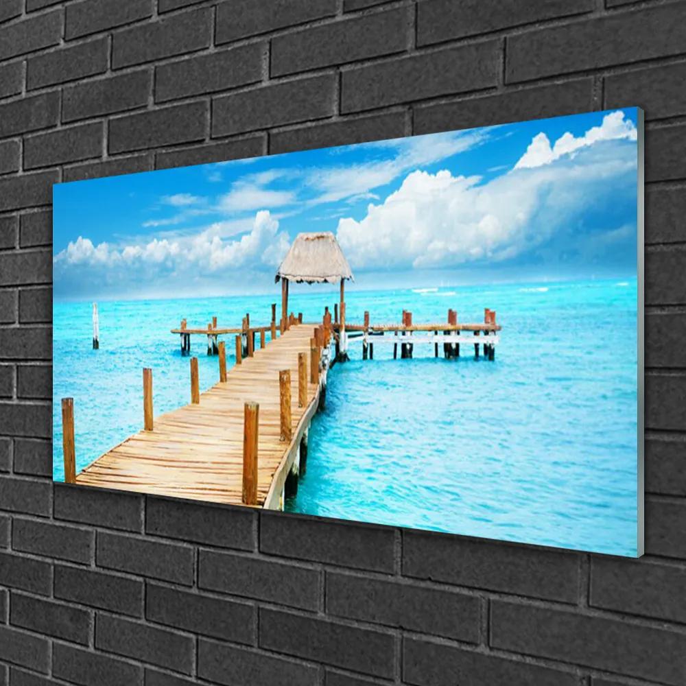 Obraz na skle Most Moře Architektura 100x50 cm