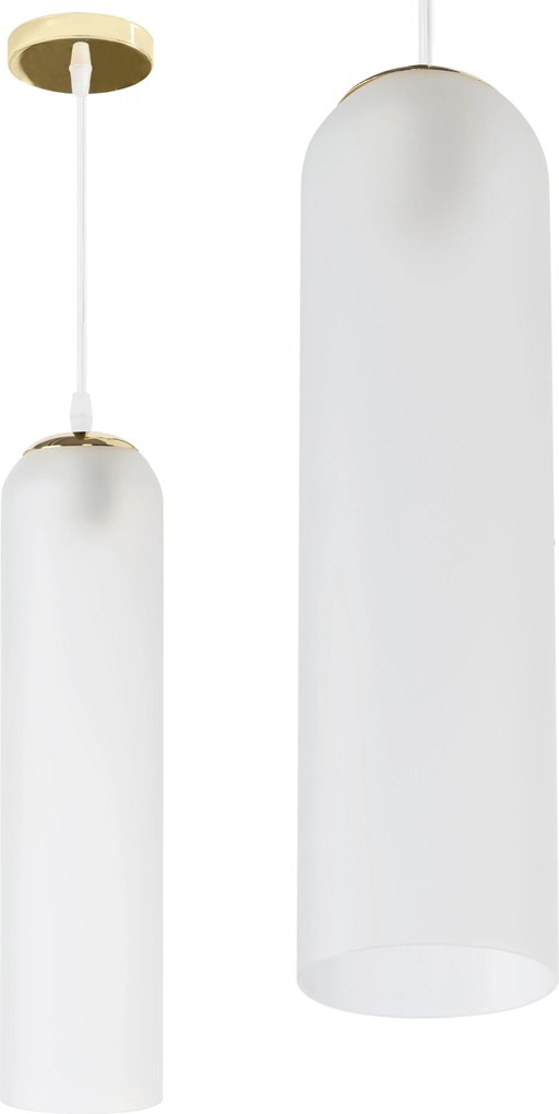 Toolight - Skleněná závěsná lampa APP665-1CP, bílá-zlatá, OSW-04661