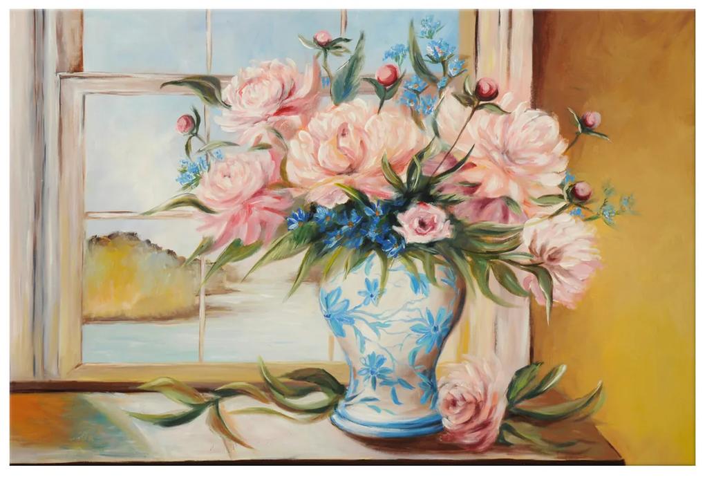 Gario Ručně malovaný obraz Barevné květiny ve váze Rozměry: 100 x 70 cm