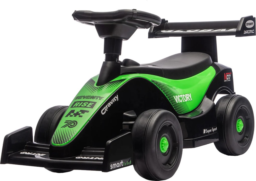 AIYAPLAY dětské odrážedlo F1, odrážedlo s hudebním volantem, tichými koly a úložným prostorem, 18-36 měsíců, zelené