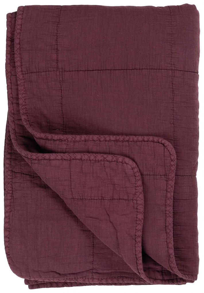 IB LAURSEN Bavlněný pléd Aubergine 130x180, červená barva, fialová barva, textil