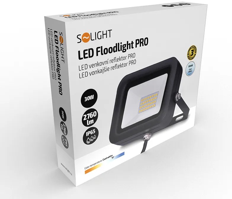 Solight LED reflektor PRO, 30W, 2760lm, 5000K, IP65
