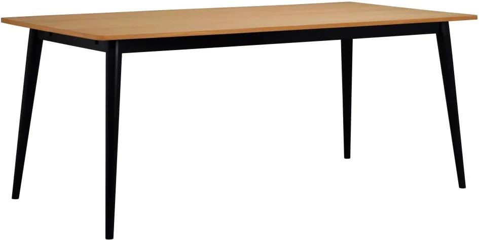 Jídelní stůl s deskou v dubovém dekoru a černými nohami Folke Pan, 180 x 90 cm