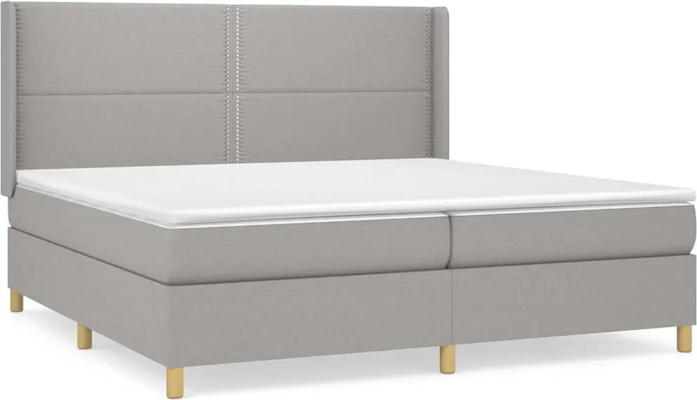 Box spring postel s matrací světle šedá 200 x 200 cm textil 3131937