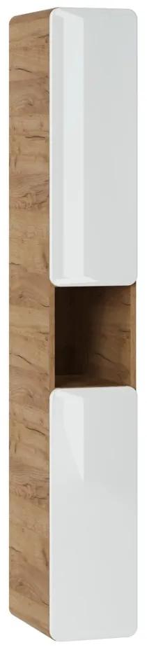 Comad Koupelnová závěsná skříňka vysoká Aruba 805 2D dub craft zlatý/bílý lesk