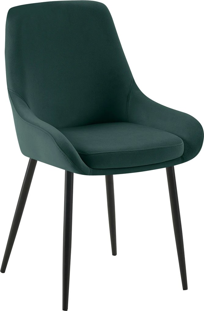 Sada 2 jídelních židlí Elmira samet černá konstrukce – zelená