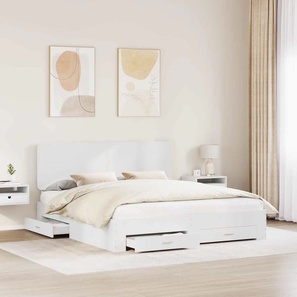 Rám postele se zásuvkou Bílá 180 x 200 cm Kompozitní dřevo 3412749