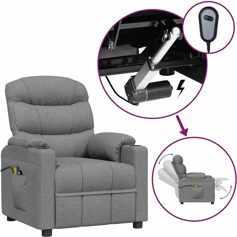Elektrické masážní křeslo světle šedé textil 3143503