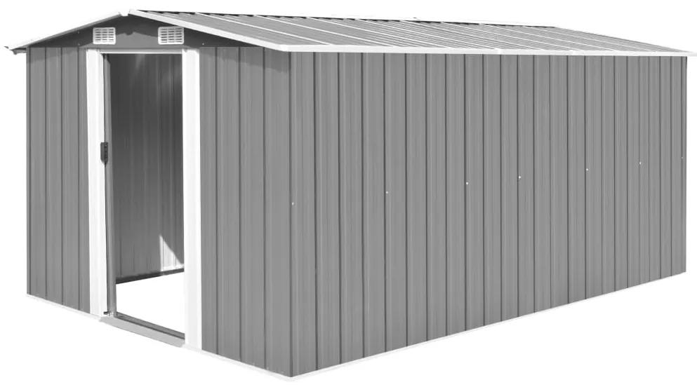 143345 vidaXL Zahradní domek 257 x 392 x 181 cm kovový šedý