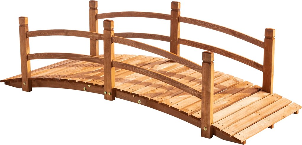 Outsunny dřevěný most s obloukem a zábradlím 185x72x58 cm pro zahradní dekoraci s nosností 200 kg | Aosom