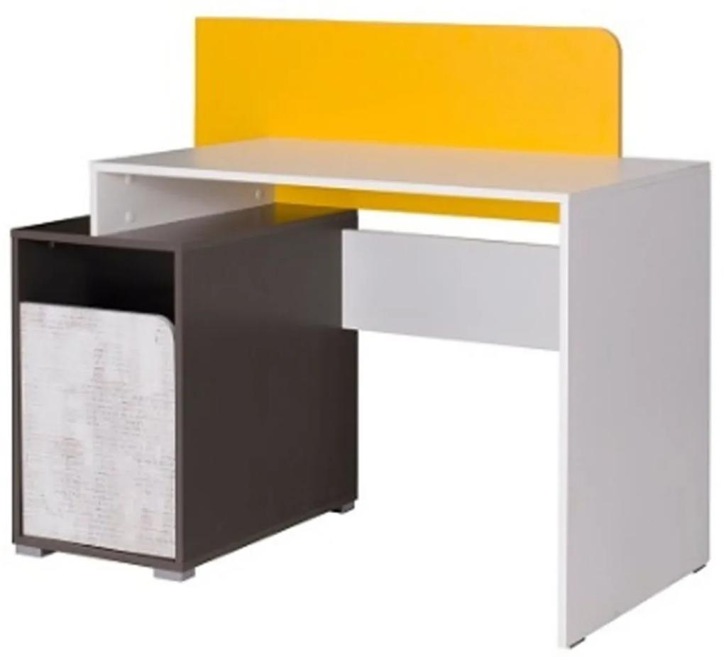 Psací stůl Falco Bruce R8 bílá/grafit/enigma/žlutá
