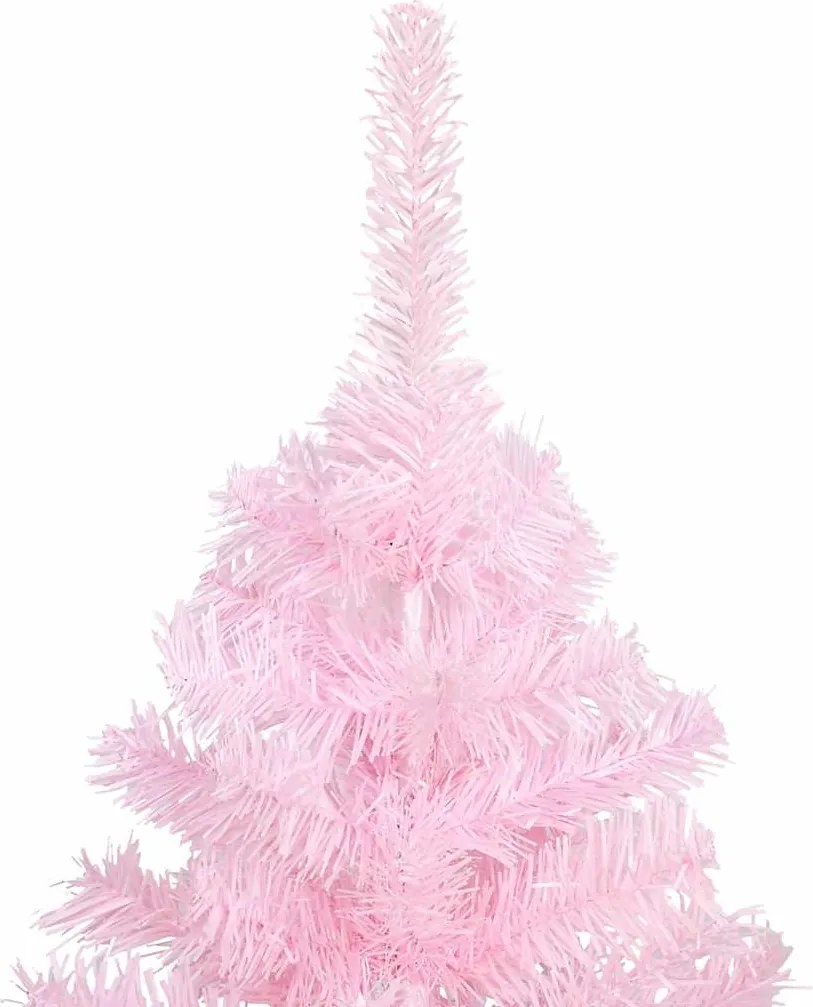 Umělý vánoční stromek s LED a sadou koulí růžový 120 cm PVC 3077583