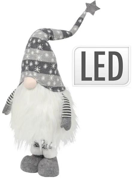 Vánoční sněhulák Elf XL s LED diodami - šedý 108 cm