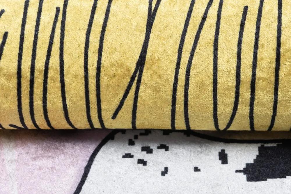 Dětský koberec do dívčího pokoje se slečnou a kočičkou Šířka: 80 cm | Délka: 150 cm
