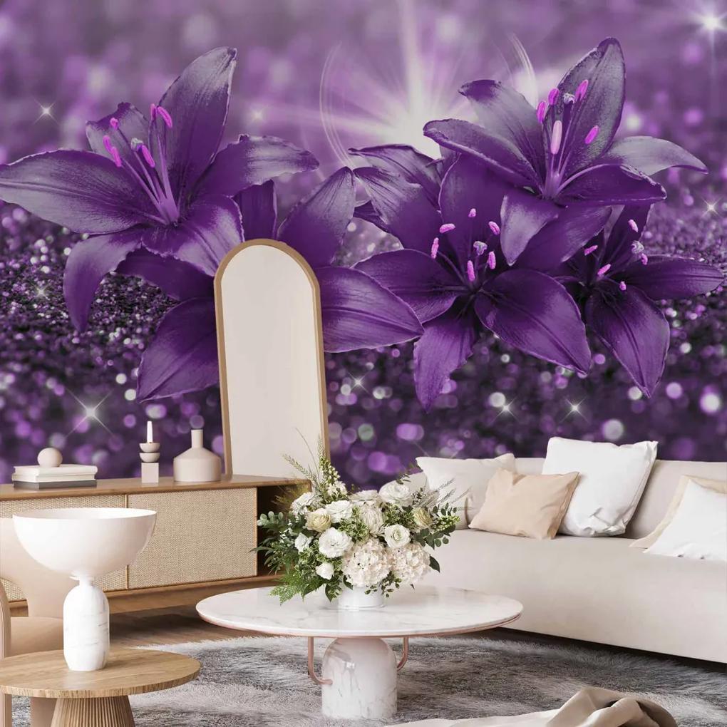 Fototapeta Poklady přírody - květiny lilie ve fialové kompozici s leskem