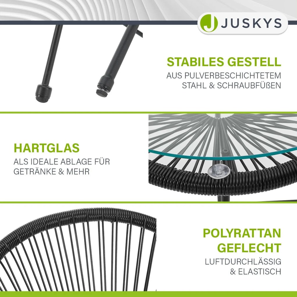 Juskys Balkonový set Ostana, 3 díly Barva: černá