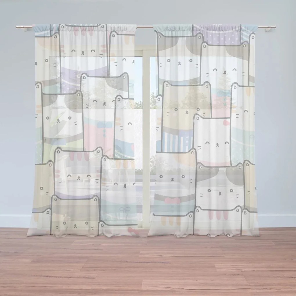 Sablio Záclony Kreslená koťátka: 2ks 150x250cm