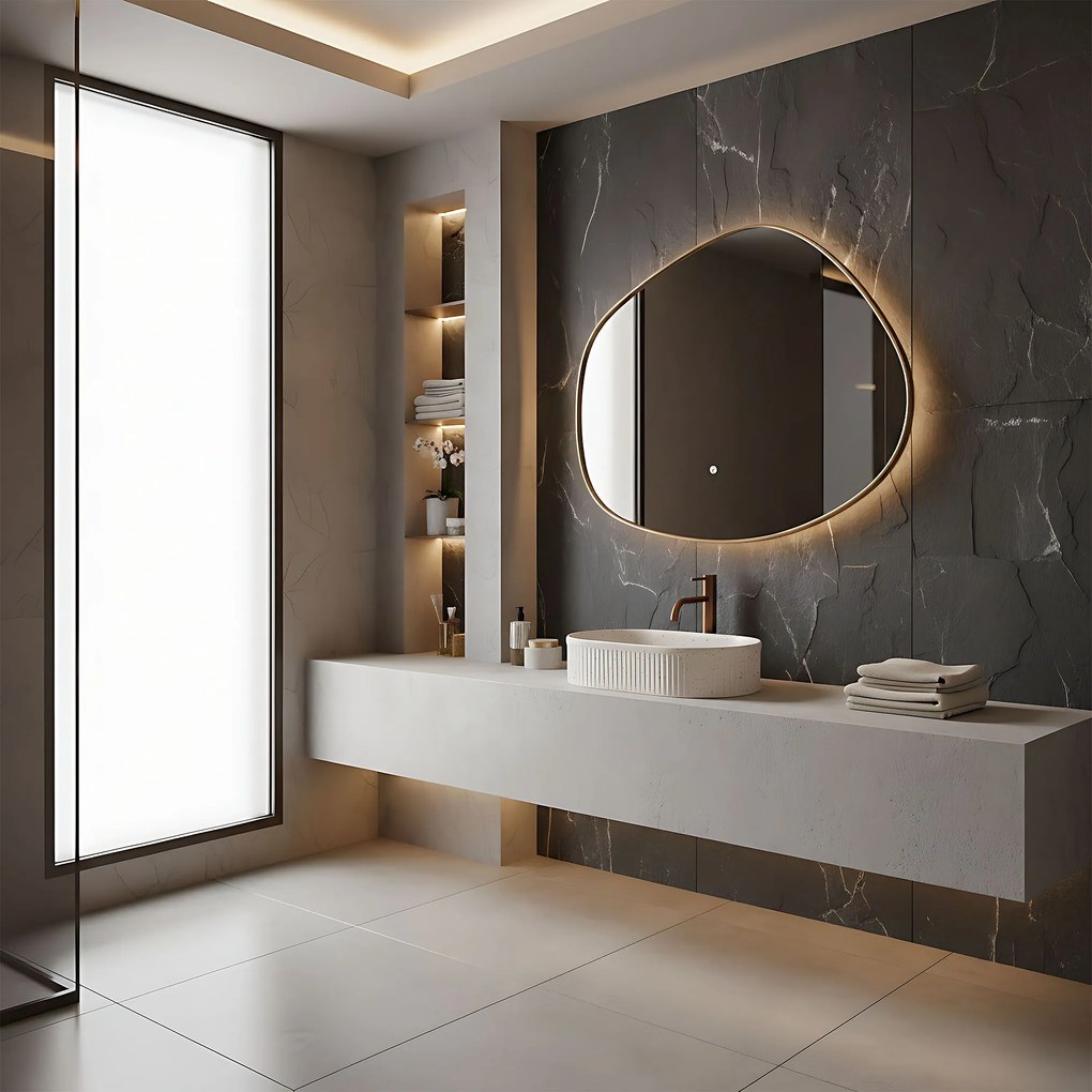 Rea Vanda, umyvadlo na desku 490x310x130 mm, béžová-imitace kamene, REA-U7342