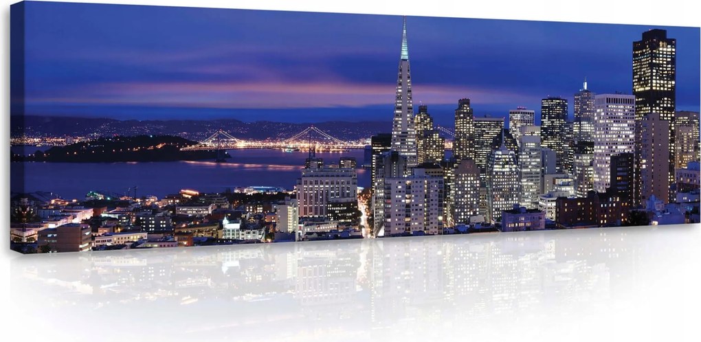 Obraz 145x45 Noční město krajina města San Francisco most světla