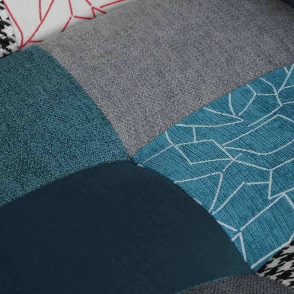 Houpací křeslo VENTURA - modrá patchwork látka