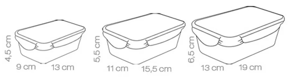 TESCOMA Dóza FRESHBOX 3 ks, 0,2 - 0,5 - 1,0 l, obdélníková