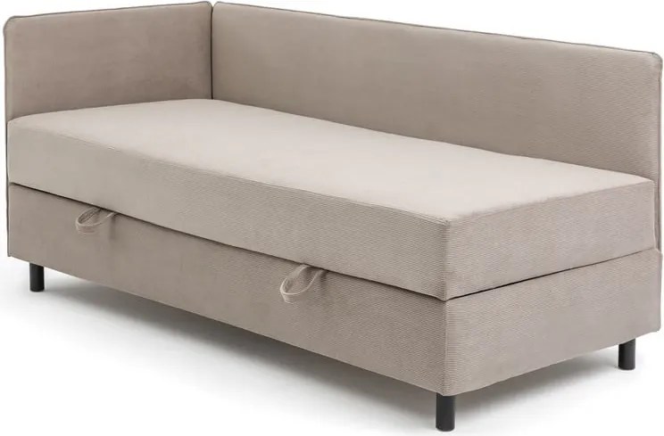 Taupe čalouněná jednolůžková postel s úložným prostorem s matrací 90x200 cm Avela - II. jakost – Bonami Selection