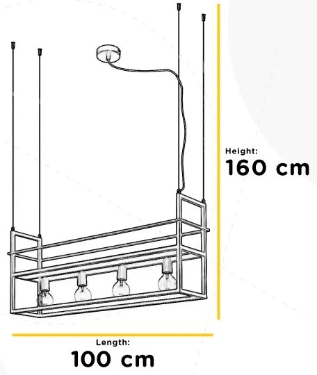 ONLI - Lustr na lanku s poličkou JEFFER 4xE27/22W/230V černá