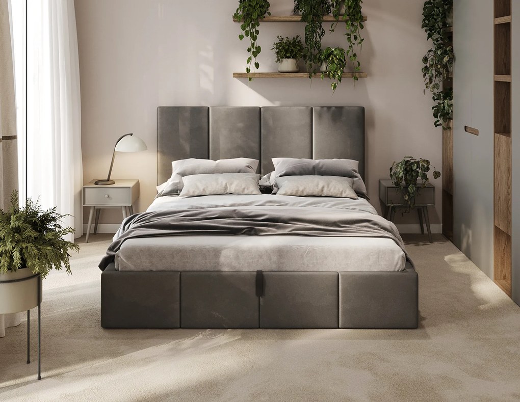 ComfortMatrace Čalouněná postel se zvedacím roštem a úložným prostorem Valencia Barva: Černá/Black, Rozměr: 90x200 cm, Výška čela u hlavy: 120 cm