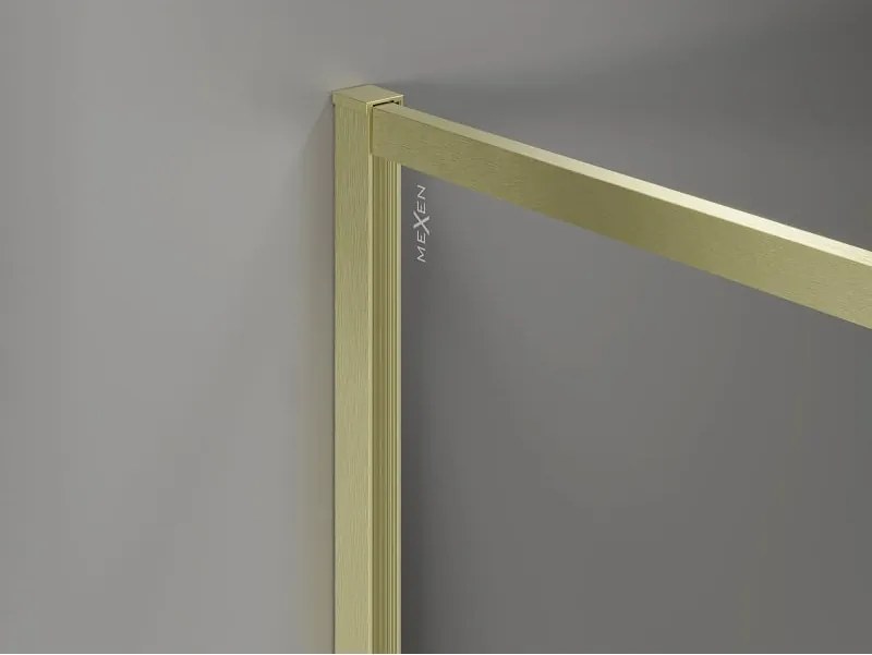 Mexen Kioto-F sprchová stěna Walk-in s rámem 95 x 202 cm, průhledná 8 mm, zlatá kartáčovaná - 800-095-104-55-00