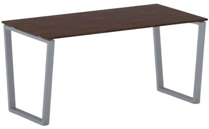 Kancelářský stůl PRIMO IMPRESS, šedostříbrná podnož, 1600 x 800 mm, ořech
