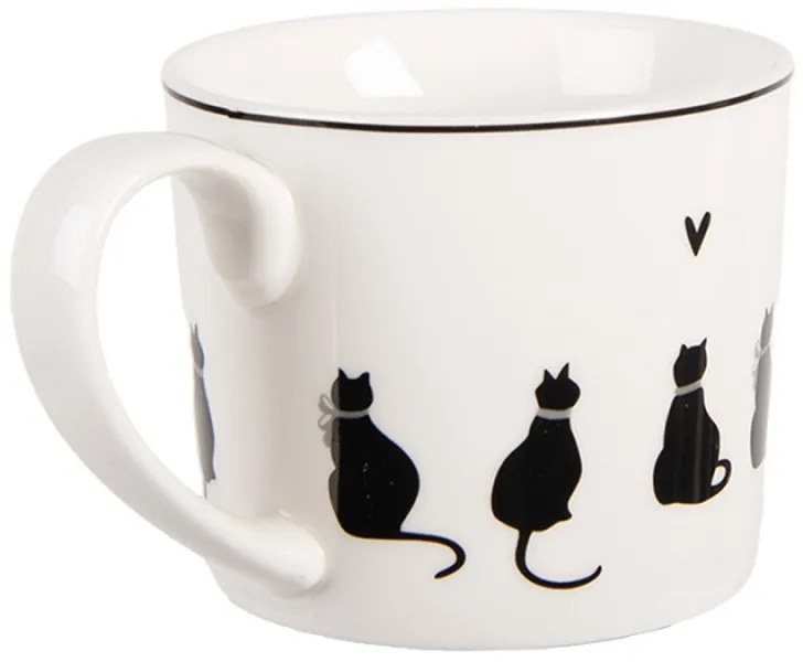 Bílý porcelánový hrneček s kočičkami a srdíčkem Paws – 275 ml