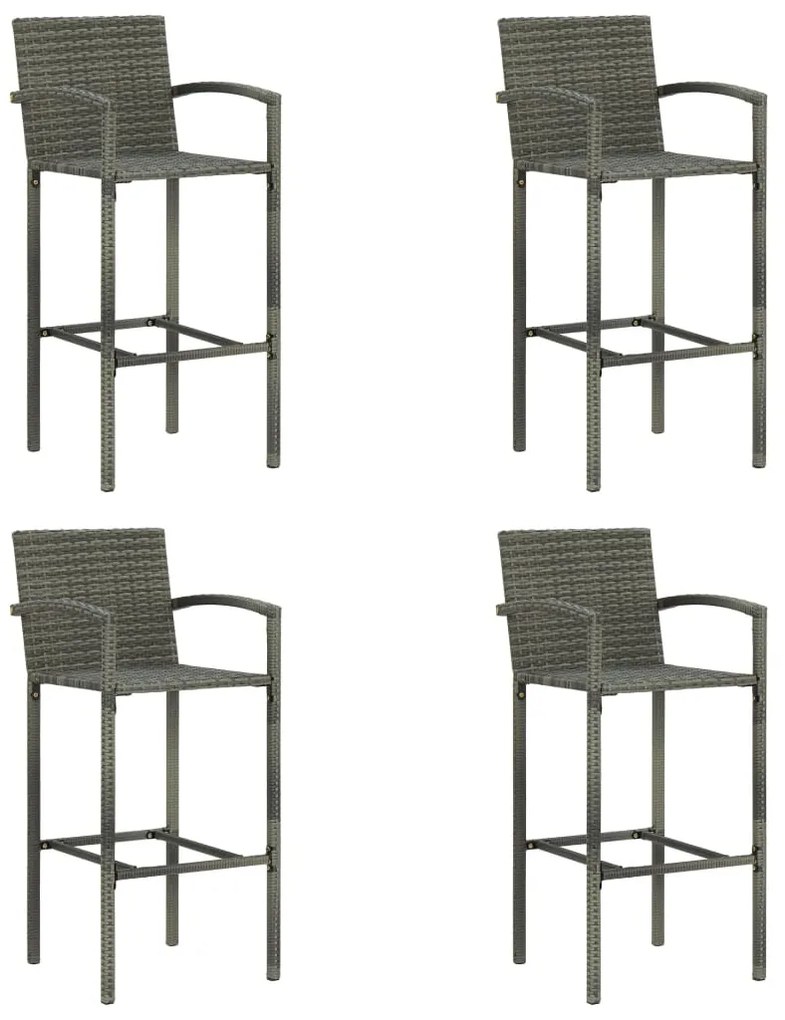 Barové stoličky 4 ks šedé polyratan 313456