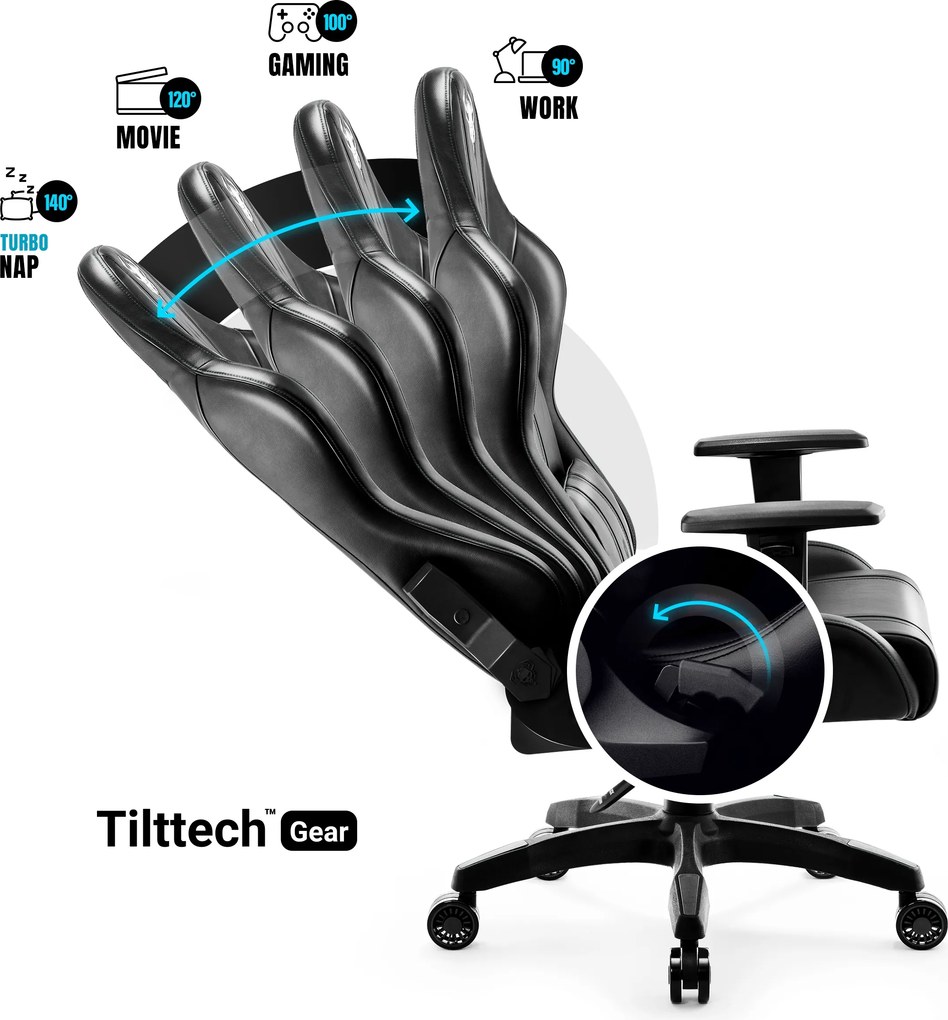 Herní křeslo z eko kůže černé King Size: Diablo X-One 2.0